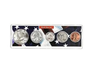 2008-5 coin birth year set in american flag holder uncirculated