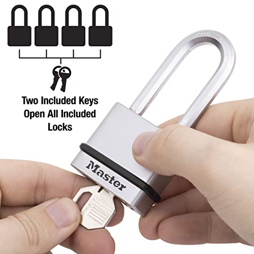 Master Lock M530XQLH Magnum Solid Steel Keyed Alike Padlocks, 1-3/4 in. Wide, 4 Pack Keyed-Alike