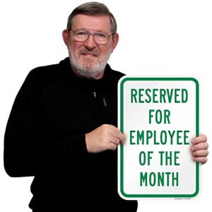 SmartSign - K-7744-P-PE-12x18-D1 "Reserved for Employee of the Month", Parking Sign | 12" x 18" Plastic Green on White