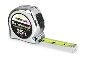 komelon 435hv high-visibility professional tape measure, 35-feet by 1-inch, chrome