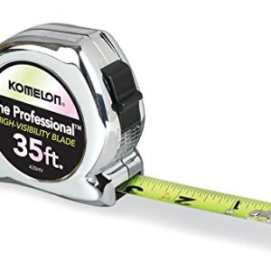 Komelon 435HV High-Visibility Professional Tape Measure, 35-Feet by 1-Inch, Chrome