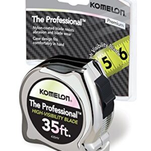 Komelon 435HV High-Visibility Professional Tape Measure, 35-Feet by 1-Inch, Chrome