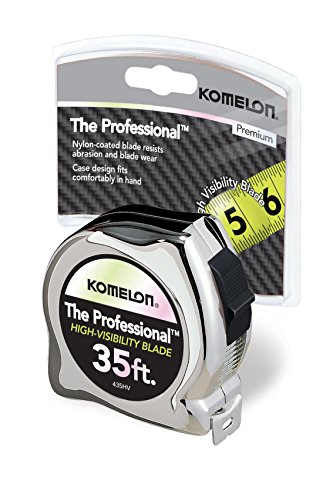 Komelon 435HV High-Visibility Professional Tape Measure, 35-Feet by 1-Inch, Chrome