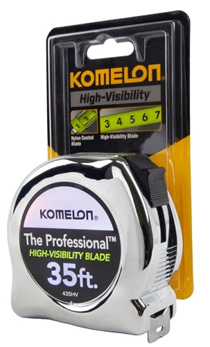 Komelon 435HV High-Visibility Professional Tape Measure, 35-Feet by 1-Inch, Chrome