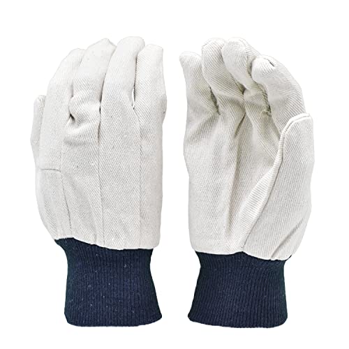 G & F Products 7407L-12 Men's Glove Cotton Canvas Work Gloves, Sold by Dozen, Large, White 12 pairs