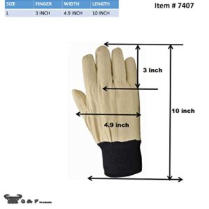 G & F Products 7407L-12 Men's Glove Cotton Canvas Work Gloves, Sold by Dozen, Large, White 12 pairs