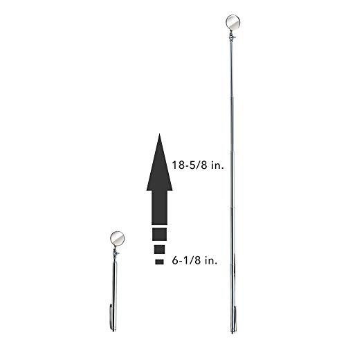 Ullman A-2T Circular Telescoping Pocket Inspection Mirror, 7/8" Diameter, 4-1/2" to 18" Extended Handle Length