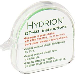 Hydrion QT-40 Quaternary Sanitizer Test Tape 15 feet Roll Quat Color Chart 0-500 ppm Range