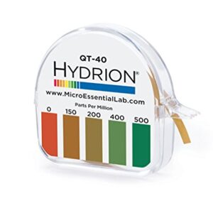 Hydrion QT-40 Quaternary Sanitizer Test Tape 15 feet Roll Quat Color Chart 0-500 ppm Range