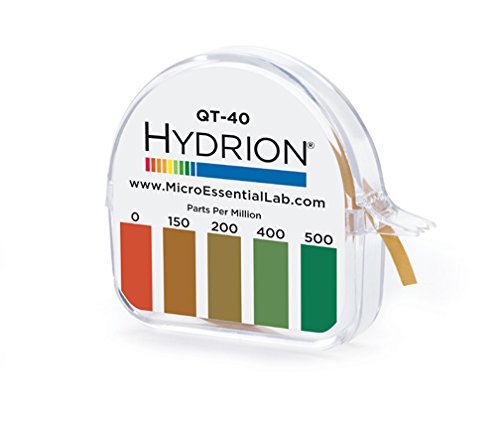 Hydrion QT-40 Quaternary Sanitizer Test Tape 15 feet Roll Quat Color Chart 0-500 ppm Range