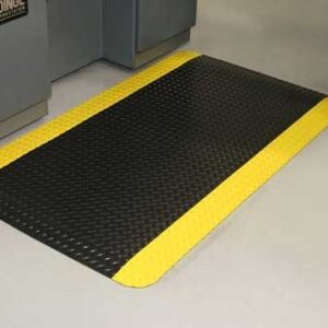 Durable Corporation-442S Vinyl Heavy Duty Diamond-DEK Sponge Industrial Anti-Fatigue Floor Mat, 2' x 3', Black with Yellow Border