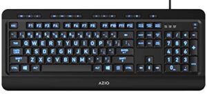 azio large print keyboard - usb computer keyboard with 3 interchangeable backlight colors (kb505u)