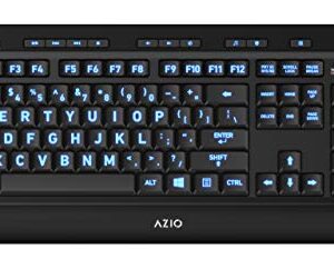 Azio Large Print Keyboard - USB Computer Keyboard with 3 Interchangeable Backlight Colors (KB505U)