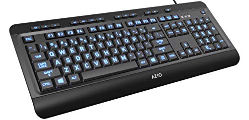 Azio Large Print Keyboard - USB Computer Keyboard with 3 Interchangeable Backlight Colors (KB505U)