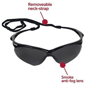 KleenGuard™ V30 Nemesis™ Safety Glasses (22475), with Anti-Fog Coating, Smoke Lenses, Black Frame, Unisex Sunglasses for Men and Women (Qty 12)