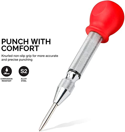 NEIKO 02638A 5-Inch Automatic Center Punch for Metal, Adjustable Impact Spring Loaded Center Punch Tool, Spring Punch, Center Punch Spring Loaded, Auto Center Punch