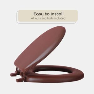 Soft Standard Vinyl Toilet Seat, Chocolate - 17 Inch Soft Vinyl Cover with Comfort Foam Cushioning - Fits All Standard Size Fixtures - Easy to Install Fantasia by Achim Home Decor