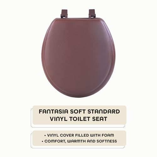 Soft Standard Vinyl Toilet Seat, Chocolate - 17 Inch Soft Vinyl Cover with Comfort Foam Cushioning - Fits All Standard Size Fixtures - Easy to Install Fantasia by Achim Home Decor