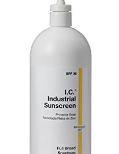 R&R Lotion Industrial Zinc Oxide Sunscreen SPF36, Full Broad Spectrum, Rubs in Clear, Protects immediately, 80-min water resistance. . 32oz., white, ISSC-32-30+FF