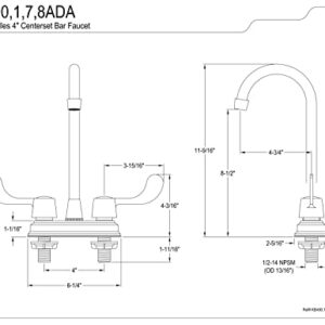 Kingston Brass KB491ADA Vista Bar Faucet, 4-3/4", Polished Chrome