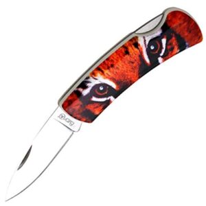 fury animal litho folding pocket knife, 3.5-inch, presentation box (tiger eyes)