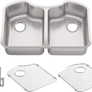 Octave(R) 3843-NA 32" x 20-1/4" x 9-5/16" under-mount double-equal stainless steel Kitchen Sink, 9.31 x 20.25 x 32.00 inches