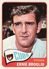 1965 topps regular (baseball) card# 565 ernie broglio of the chicago cubs exmt condition