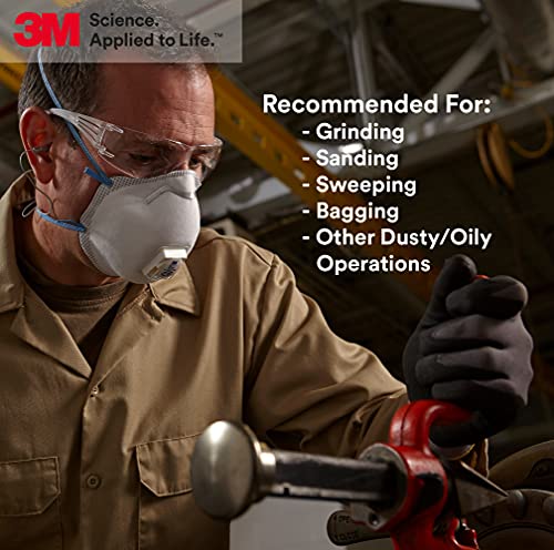 3M Particulate Respirator 8271, P95, Pack of 10, Cool Flow Exhalation Valve, Braided Headband, Adjustable M-noseclip, Disposable General Purpose for Dust and other Particles