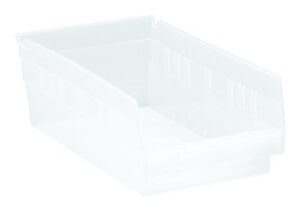 quantum storage systems qsb102cl 30-pack 4' hanging plastic shelf bin storage containers, 11-5/8' x 6-5/8' x 4', clear