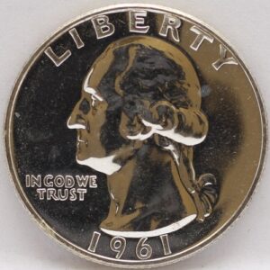 1961 proof silver washington quarter