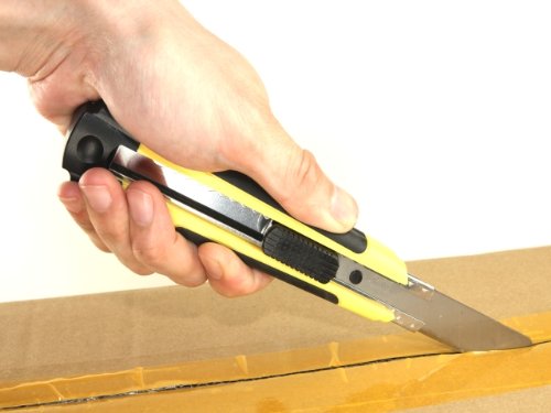 SDI-5431 Snap-off Utility Knife with 12 Set of Sk2+cr Blades, 18mm Heavy Duty Rubber Grip Cutter for Right or Left Handed User