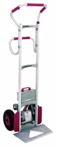 magline clk170egs4 aluminum powered stair climbing hand truck, ergo handle, pneumatic wheels, 375lbs capacity, 62" height, 18" to 24" length x 19" width