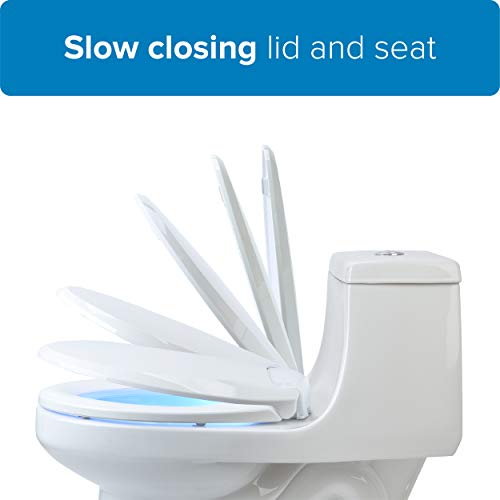 Brondell LS60-RW LumaWarm Heated Toilet Seat with Night Light, Three Temperature Settings, Gentle Close Lid, Easy Installation, Built-In Controls, Round, White