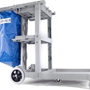 Carlisle FoodService Products Janitorial Cart Long Platform Cart with 25 Gallon Trash Bag for Restaurants, Hospitals, and Schools Plastic, 49 X 21 X 39 Inches, Gray