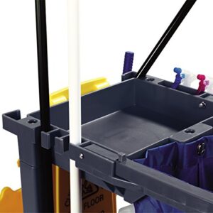 Carlisle FoodService Products Janitorial Cart Long Platform Cart with 25 Gallon Trash Bag for Restaurants, Hospitals, and Schools Plastic, 49 X 21 X 39 Inches, Gray