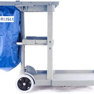 Carlisle FoodService Products Janitorial Cart Long Platform Cart with 25 Gallon Trash Bag for Restaurants, Hospitals, and Schools Plastic, 49 X 21 X 39 Inches, Gray