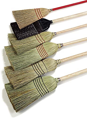 Carlisle FoodService Products 4134967 Corn Blend Warehouse Broom Straw with Wood Handle, 10" Bristle Trim, 55" Length, Natural (Case of 12)