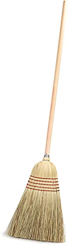 Carlisle FoodService Products 4134967 Corn Blend Warehouse Broom Straw with Wood Handle, 10" Bristle Trim, 55" Length, Natural (Case of 12)