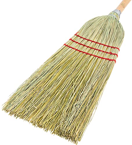 Carlisle FoodService Products 4134967 Corn Blend Warehouse Broom Straw with Wood Handle, 10" Bristle Trim, 55" Length, Natural (Case of 12)