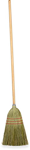 Carlisle FoodService Products 4134967 Corn Blend Warehouse Broom Straw with Wood Handle, 10" Bristle Trim, 55" Length, Natural (Case of 12)