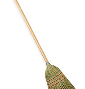 Carlisle FoodService Products 4134967 Corn Blend Warehouse Broom Straw with Wood Handle, 10" Bristle Trim, 55" Length, Natural (Case of 12)