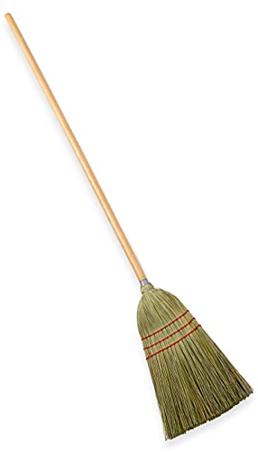 Carlisle FoodService Products 4134967 Corn Blend Warehouse Broom Straw with Wood Handle, 10" Bristle Trim, 55" Length, Natural (Case of 12)