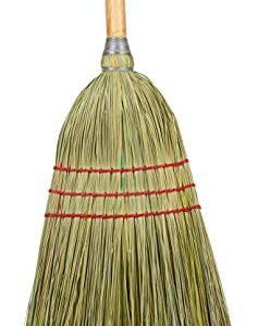 Carlisle FoodService Products 4134967 Corn Blend Warehouse Broom Straw with Wood Handle, 10" Bristle Trim, 55" Length, Natural (Case of 12)