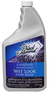 wet look natural stone sealer. durable, long-lasting gloss protection. interior and exterior pavers, slate, sandstone, travertine, flagstone, driveways, garage floors, etc. black diamond stoneworks