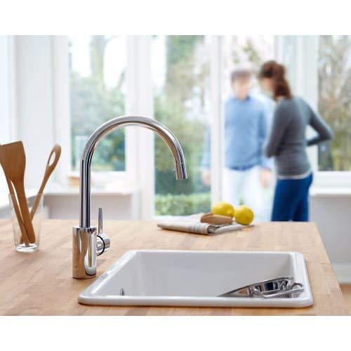 Grohe 32665001 Concetto Single-Handle Pull-Down High Arc Kitchen Faucet, 1.75 GPM, Starlight Chrome