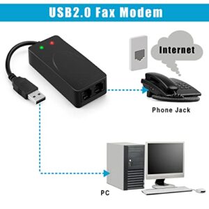 USB 56K Voice Fax Data External V.90 V.92 Modem With Dual Ports, Compatible With Windows 98SE/2000/ME/XP/Vista/Win 7 and Support Auto-Dial, Tone and Pulse Dialing, Auto Answer, Auto Retrain (Black Color)