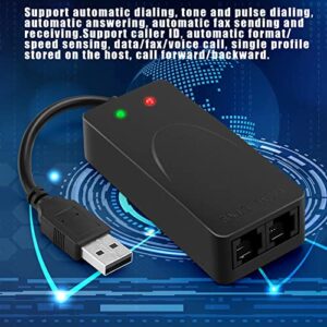 USB 56K Voice Fax Data External V.90 V.92 Modem With Dual Ports, Compatible With Windows 98SE/2000/ME/XP/Vista/Win 7 and Support Auto-Dial, Tone and Pulse Dialing, Auto Answer, Auto Retrain (Black Color)