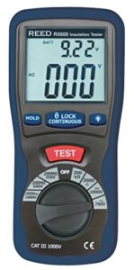 reed instruments r5600 insulation tester and multimeter (megohmmeter), 2000 ohms resistance, 1000v voltage,black