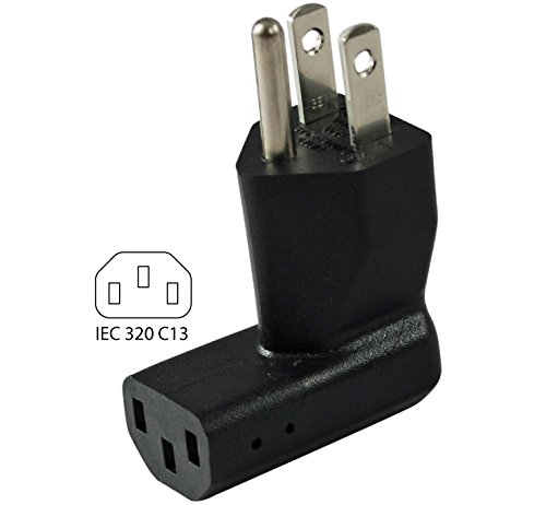 Conntek Plug Adapter U.S 3 Prong Plug to IEC 320 C13 Elbow Adapter