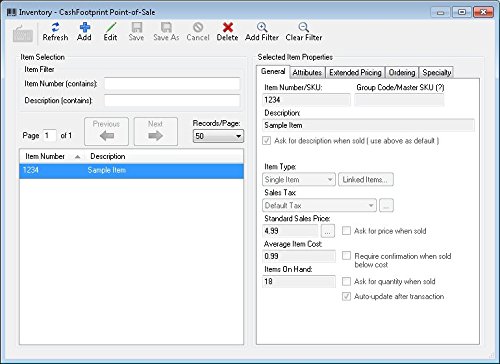 Professional POS Software and Inventory Control, No Monthly Fees, Free Support & Updates - CashFootprint Retail Point of Sale Software by LotHill Solutions - Professional Edition